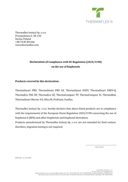 DoC - BPA declaration (EN) | Thermaflex